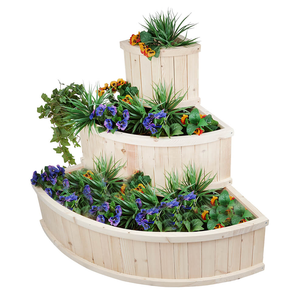 Wooden 3-Tiered Cascade Planter | Gardening