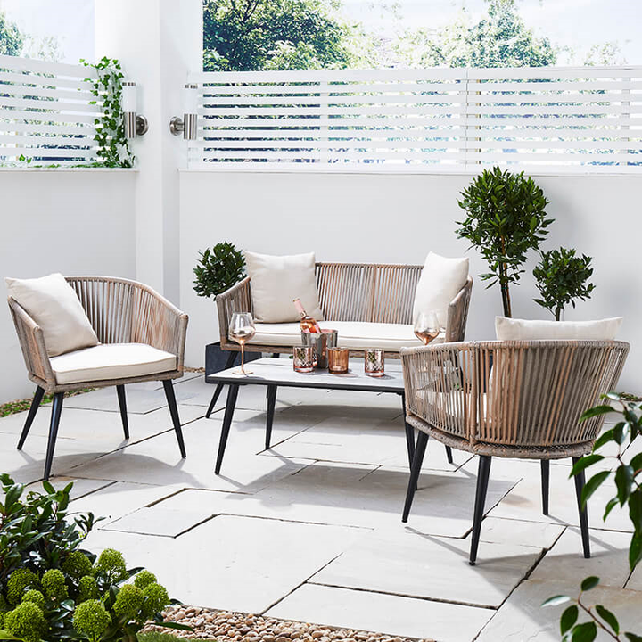 4 Piece Rope Wicker Sofa Set Trueshopping