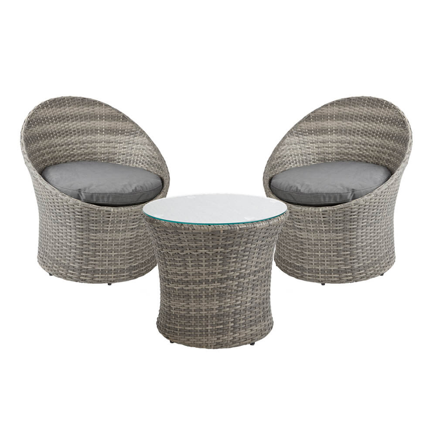 3 Piece Rattan Garden Bistro Egg Set