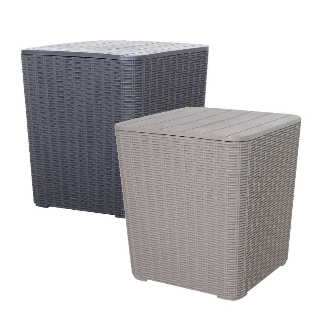 Rattan Side Table Storage Box Seat | 43L | Trueshopping
